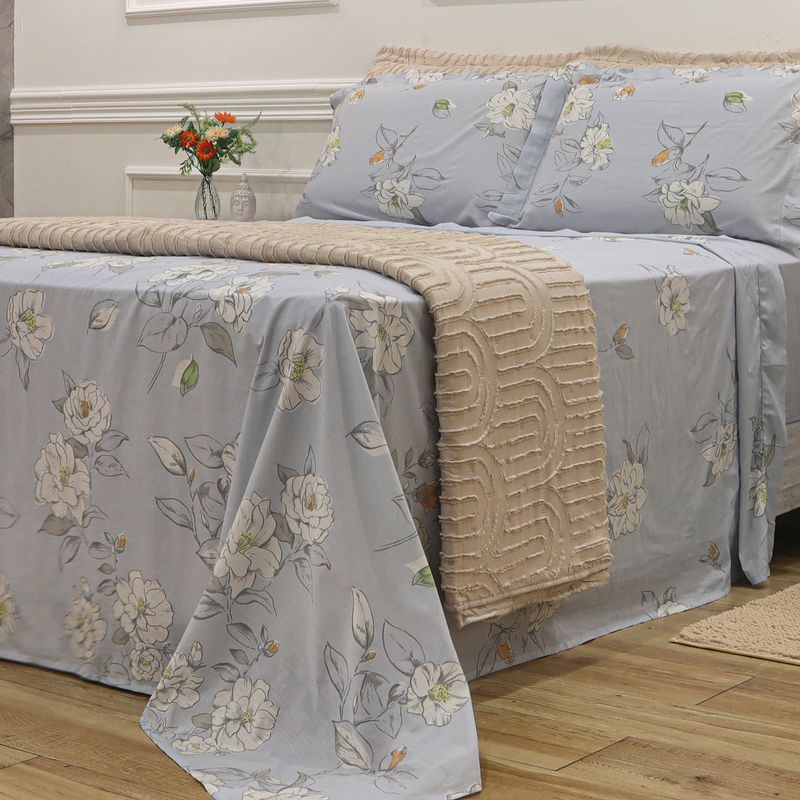 Jogo de Cama Percal 180 Fios Ponto Ajour Algodão