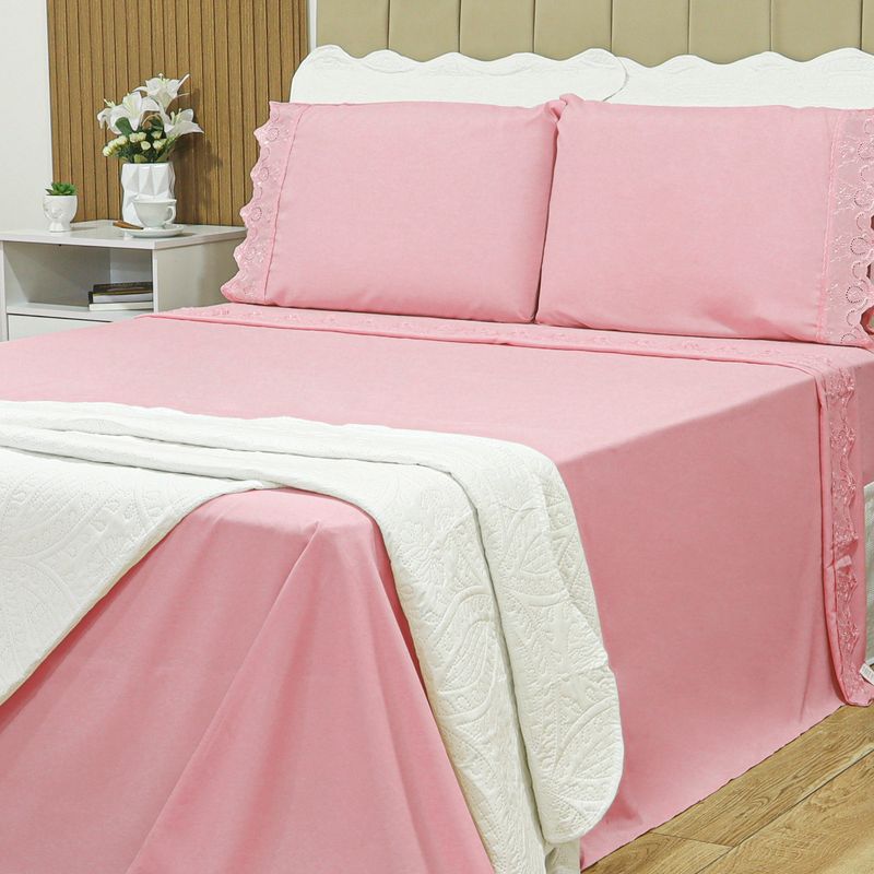 Jogo de Cama King Bordado Inglês – Romântico e Elegante